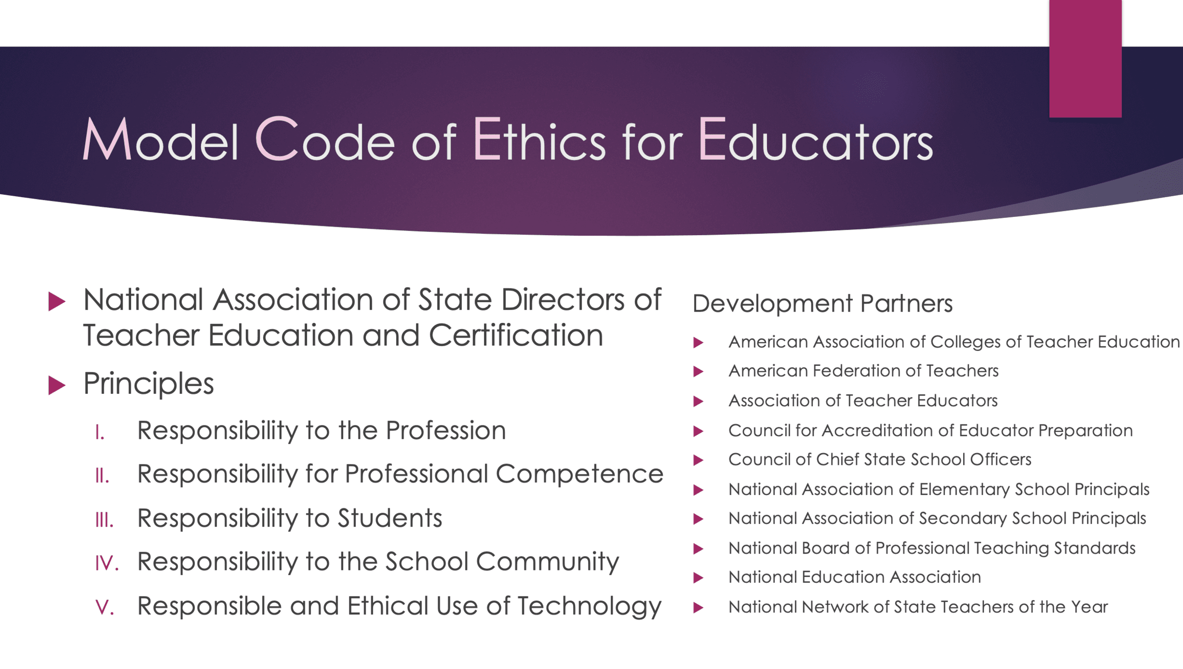 Model Code Of Ethics For Educators NAfME